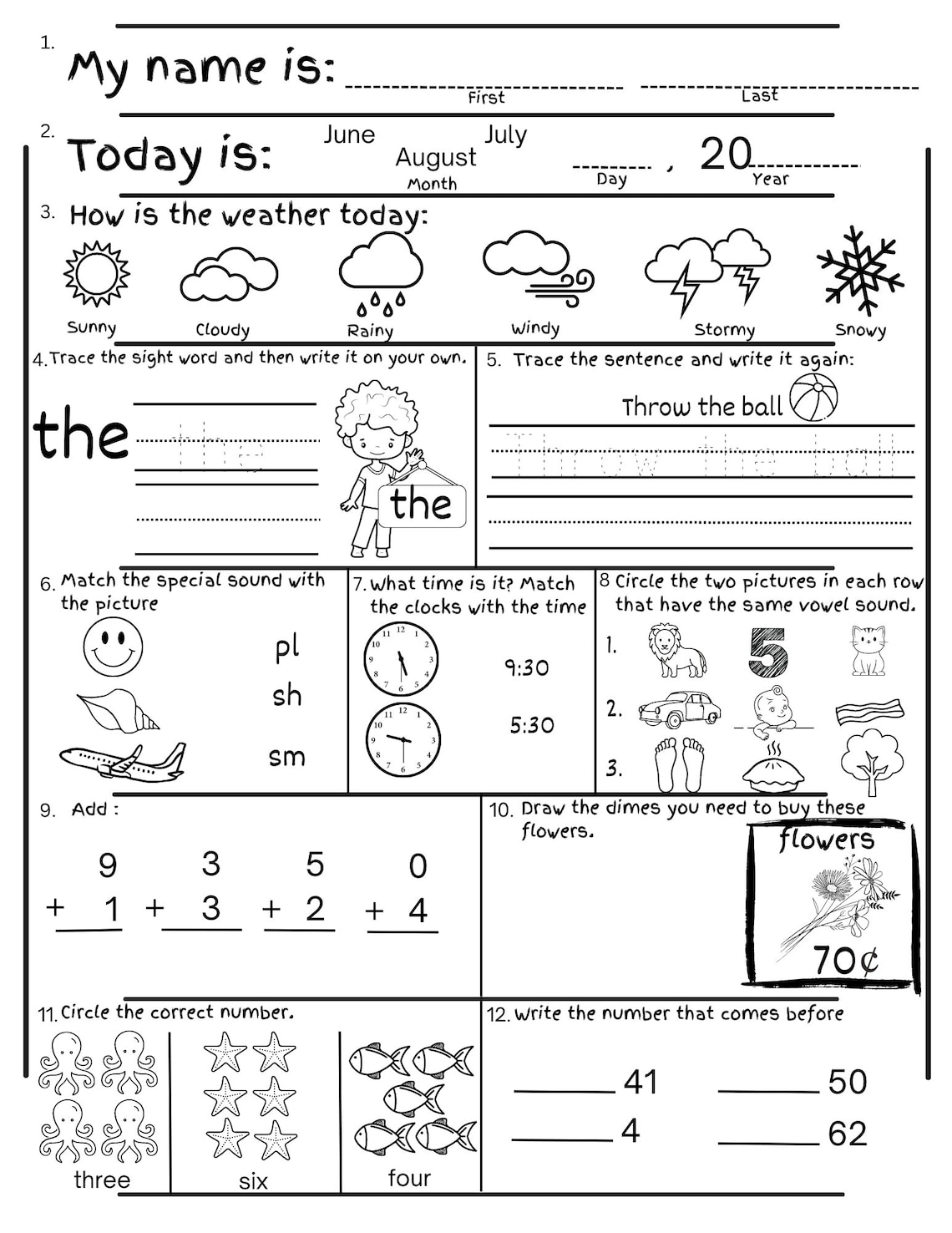 Kindergarten Summer Review Worksheets • End of Year Practice (digital ...