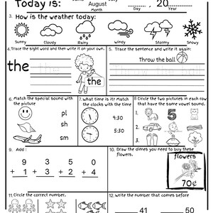 Kindergarten Summer Review Worksheets • End of Year Practice (digital ...