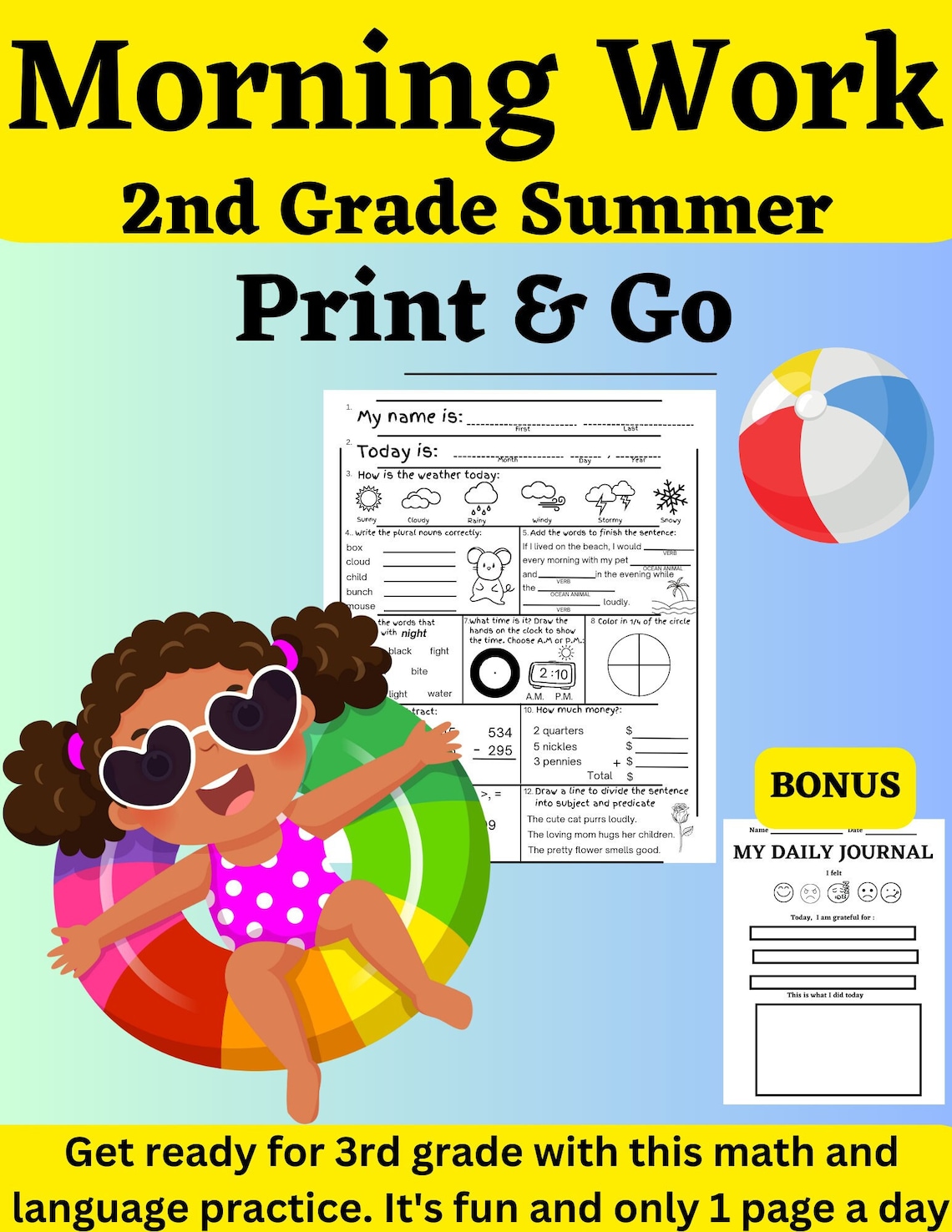 2nd Grade Summer Review Worksheets • Printable End of Year Cumulative ...