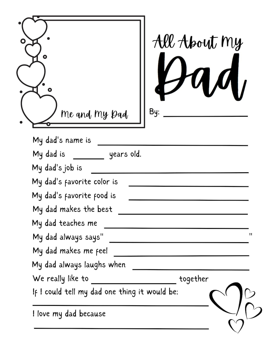 All About My Dad Questionnaire, Father's Day Craft, Father's Day ...