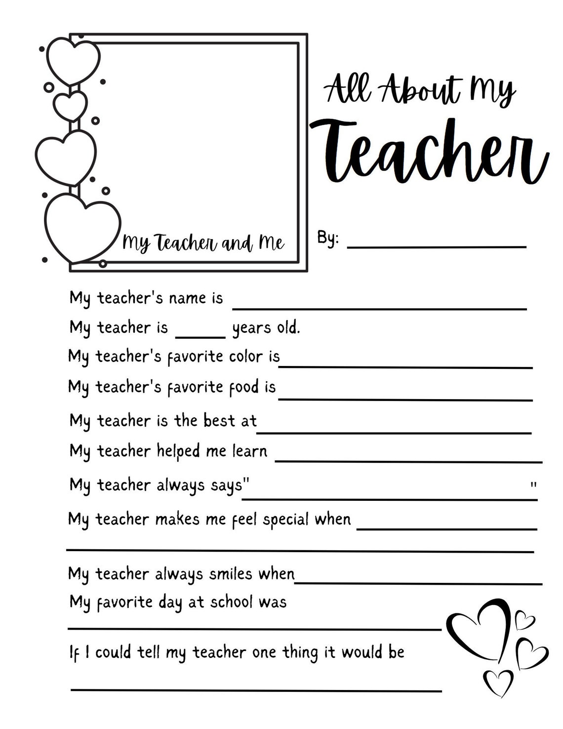 Teacher Appreciation Week Printable, Teacher Survey, Teacher Printable ...
