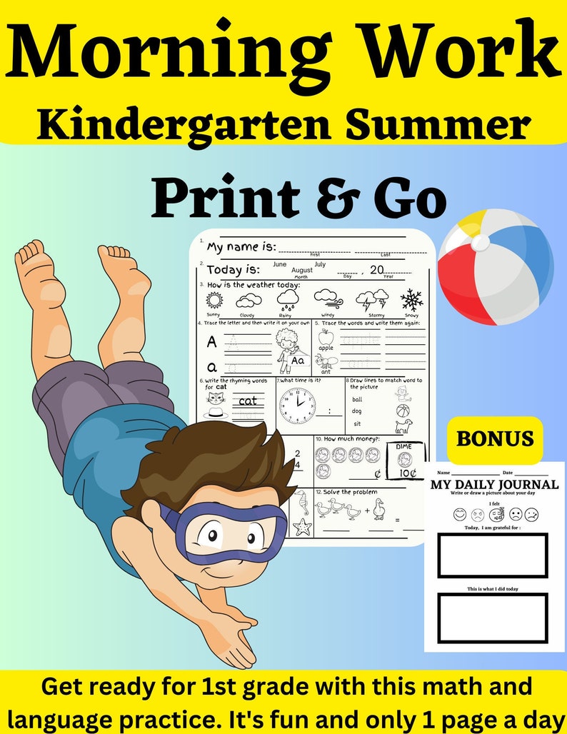 Kindergarten Summer Review Worksheets • Printable End of Year ...