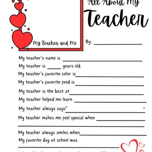 Teacher Appreciation Week Printable, Teacher Survey, Teacher Printable ...