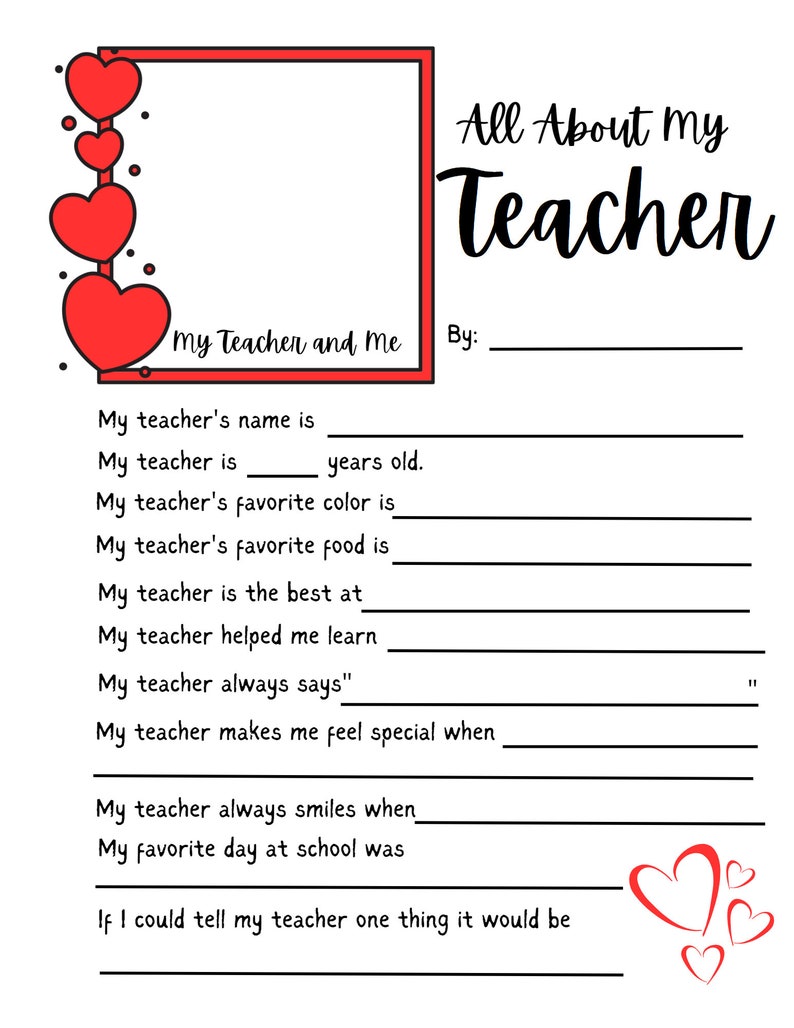 Teacher Appreciation Week Printable, Teacher Survey, Teacher Printable ...