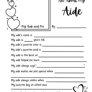 All About My Teacher Printable, Teacher Appreciation Gift (PDF) - Etsy