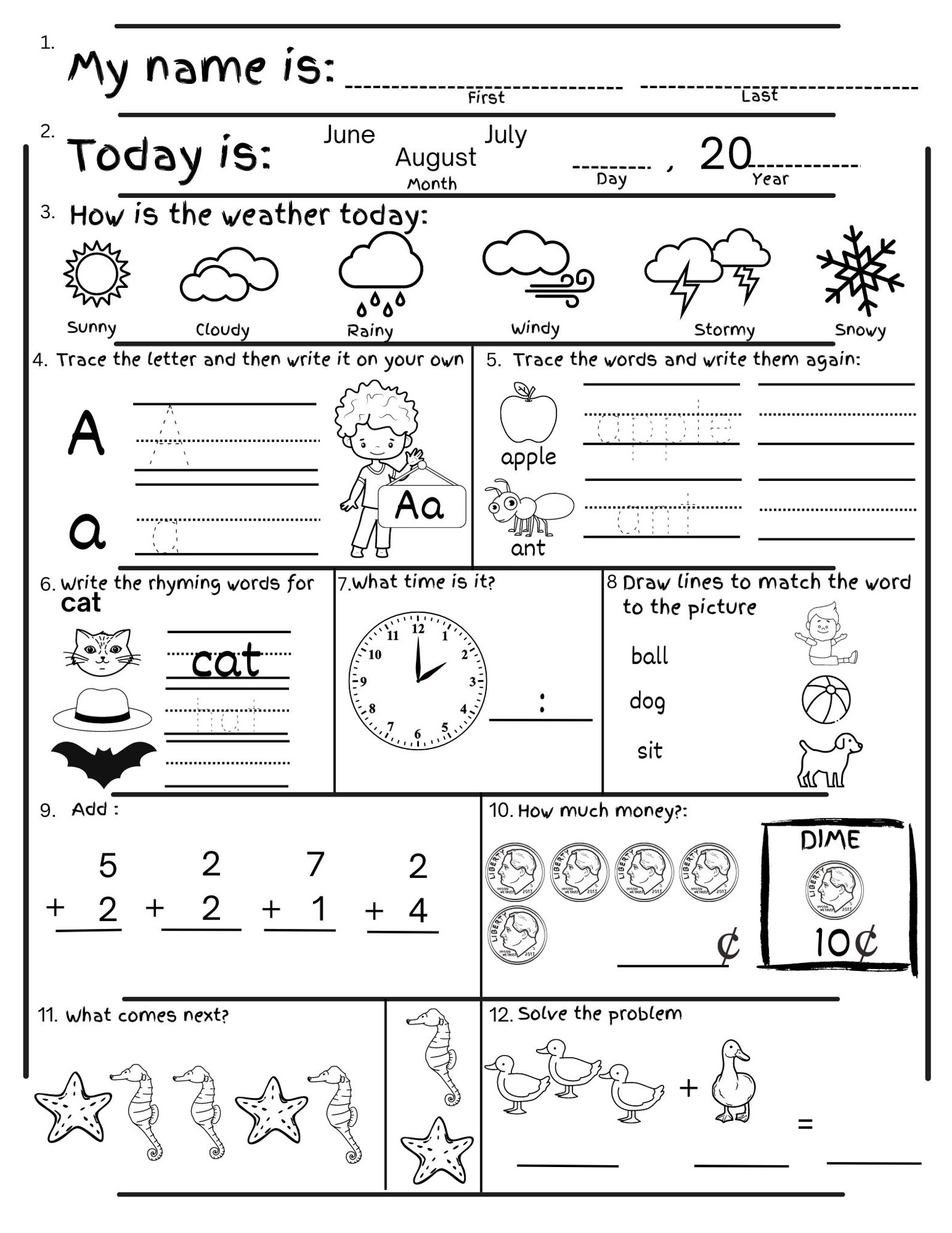 Kindergarten Summer Review Worksheets • End of Year Practice (digital ...