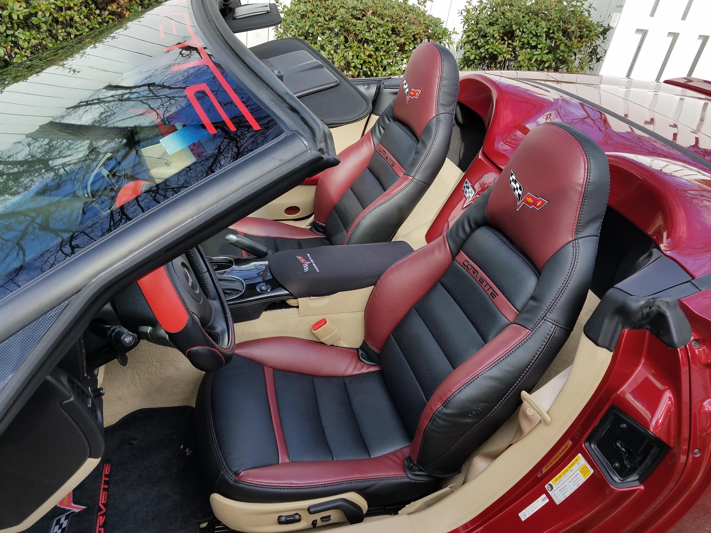 Corvette C6 Synthetic Leather Sports Seat Covers 2005 2011 Dark Red Black