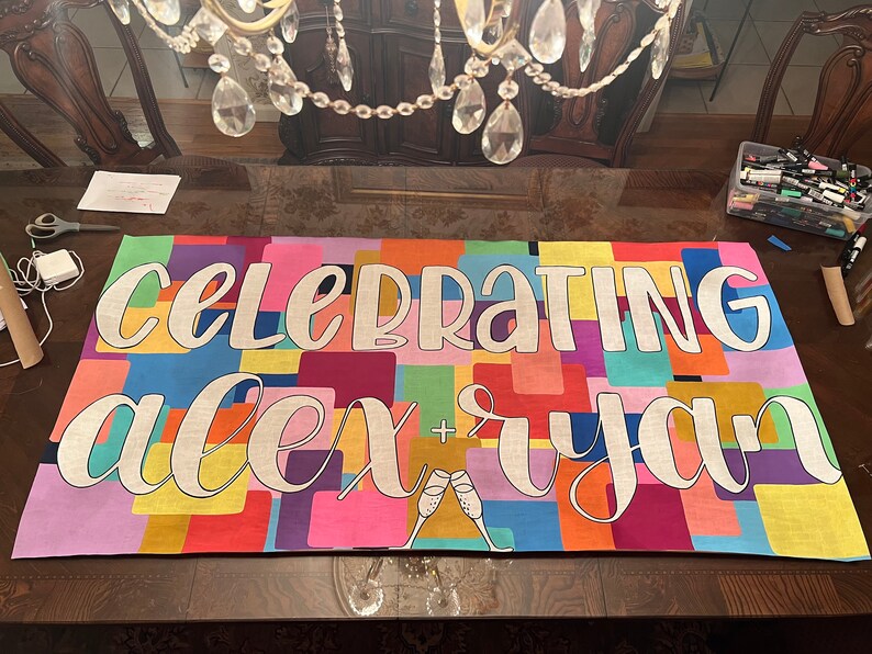 Hand Painted Custom Party Banner - Bridal Shower Banner - Kraft Paper ...