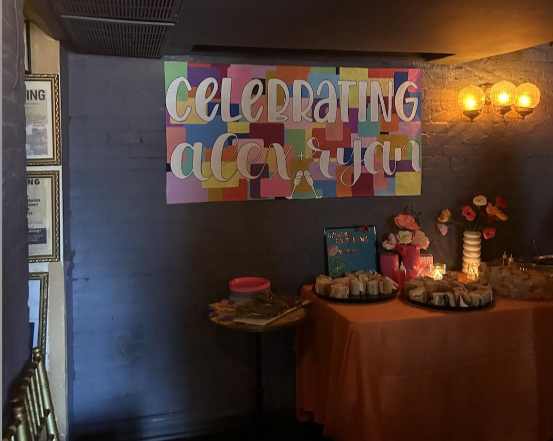Hand Painted Custom Party Banner - Bridal Shower Banner - Kraft Paper ...