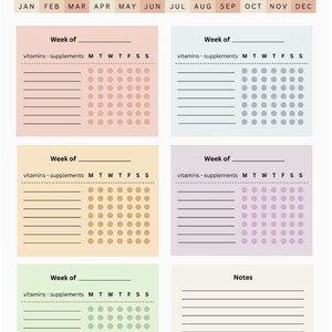 Month by Month Vitamin & Supplement Weekly Tracker - Etsy