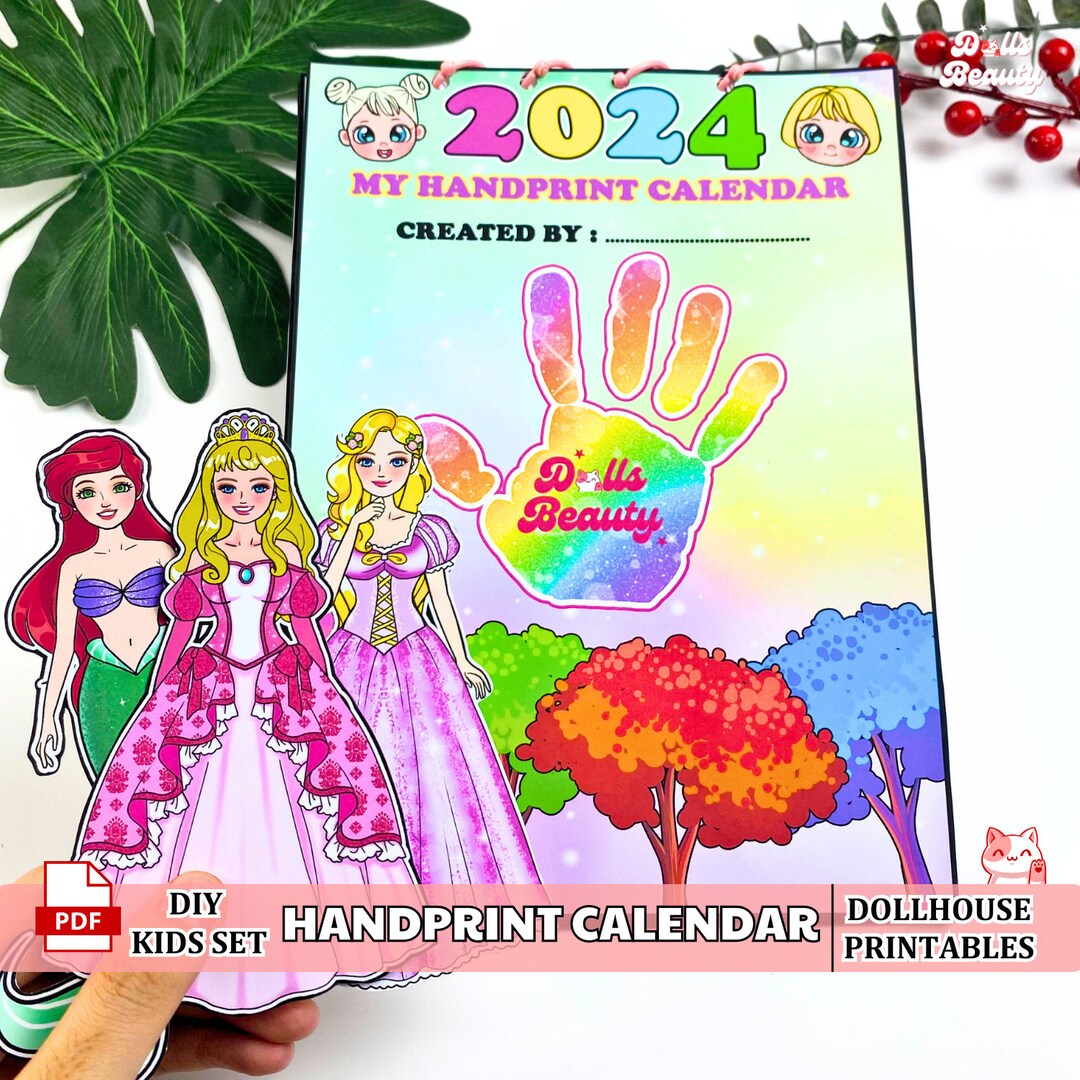 My Handprint Calendar 2024 X Princess Collection, Memory Book Handprint ...