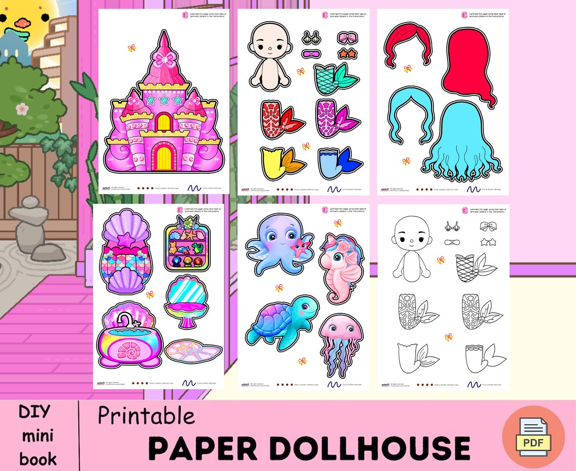 Printable Toca Boca Mermaid Paper Doll Dress up Toca Boca - Etsy