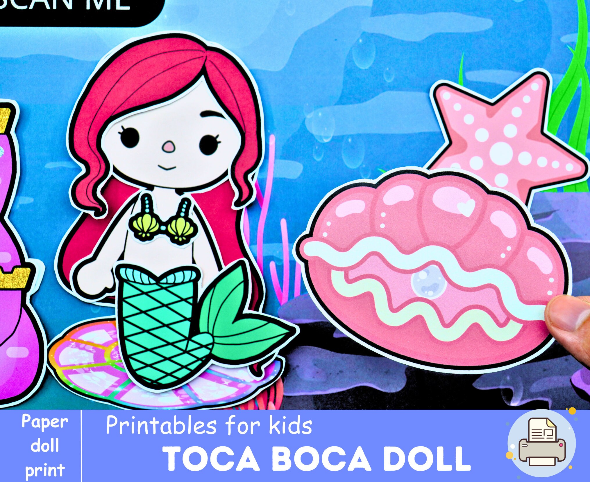 Printable Toca Boca Mermaid Paper Doll Dress up Toca Boca Mermaid Doll ...