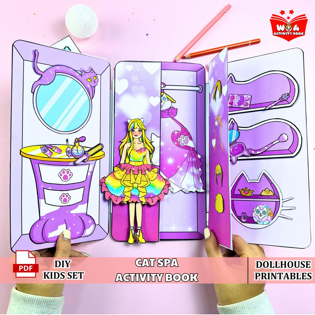 Printable Pink Cat Barbie Doll Activity Book Make Up Play Doll Book Printables Safe Paper Toy