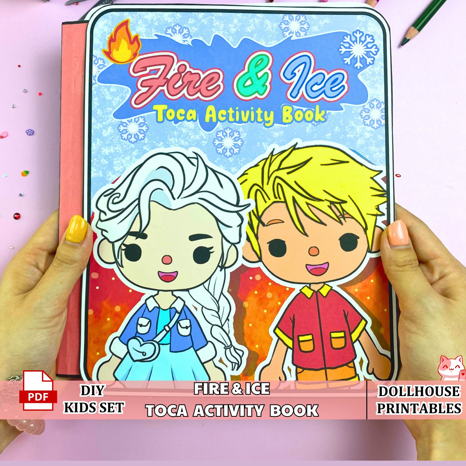 Fire Ice Toca Boca Paper Activity Book Printables, Paper Doll Book for ...