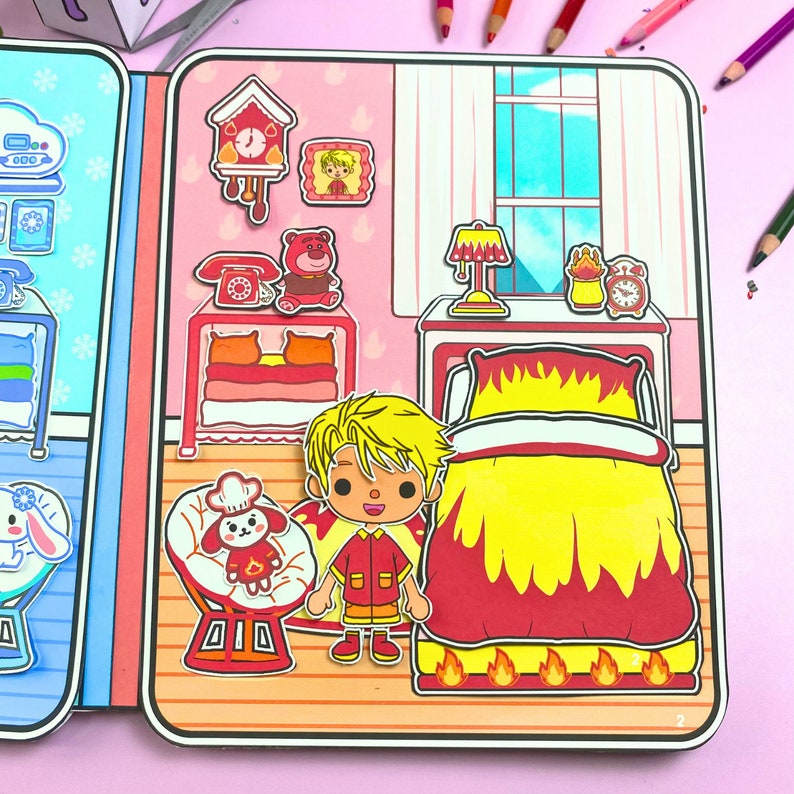 Fire Ice Toca Boca Paper Activity Book Printables, Paper Doll Book for ...