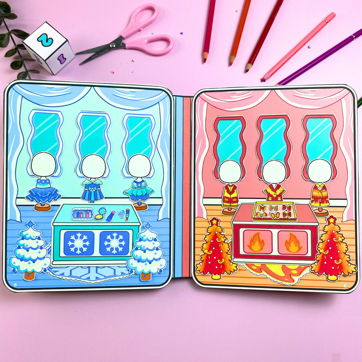 Fire Ice Toca Boca Paper Activity Book Printables, Paper Doll Book for ...