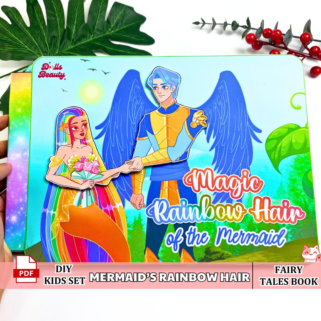 Magic Rainbow Hair of Mermaid Fairy Tales and Activity Book Printables ...