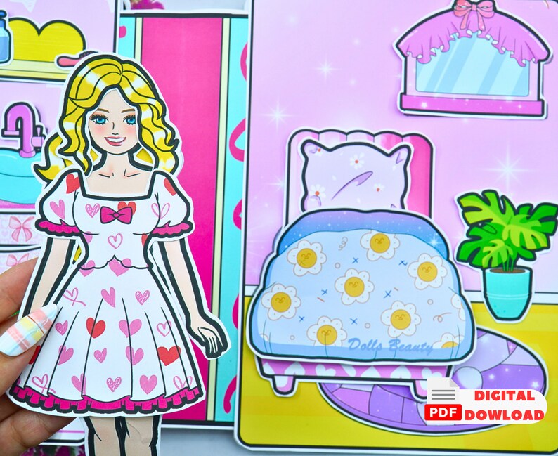 Floral Barbie Dollhouse Printable, Handmade Toddler Busy Book Print ...