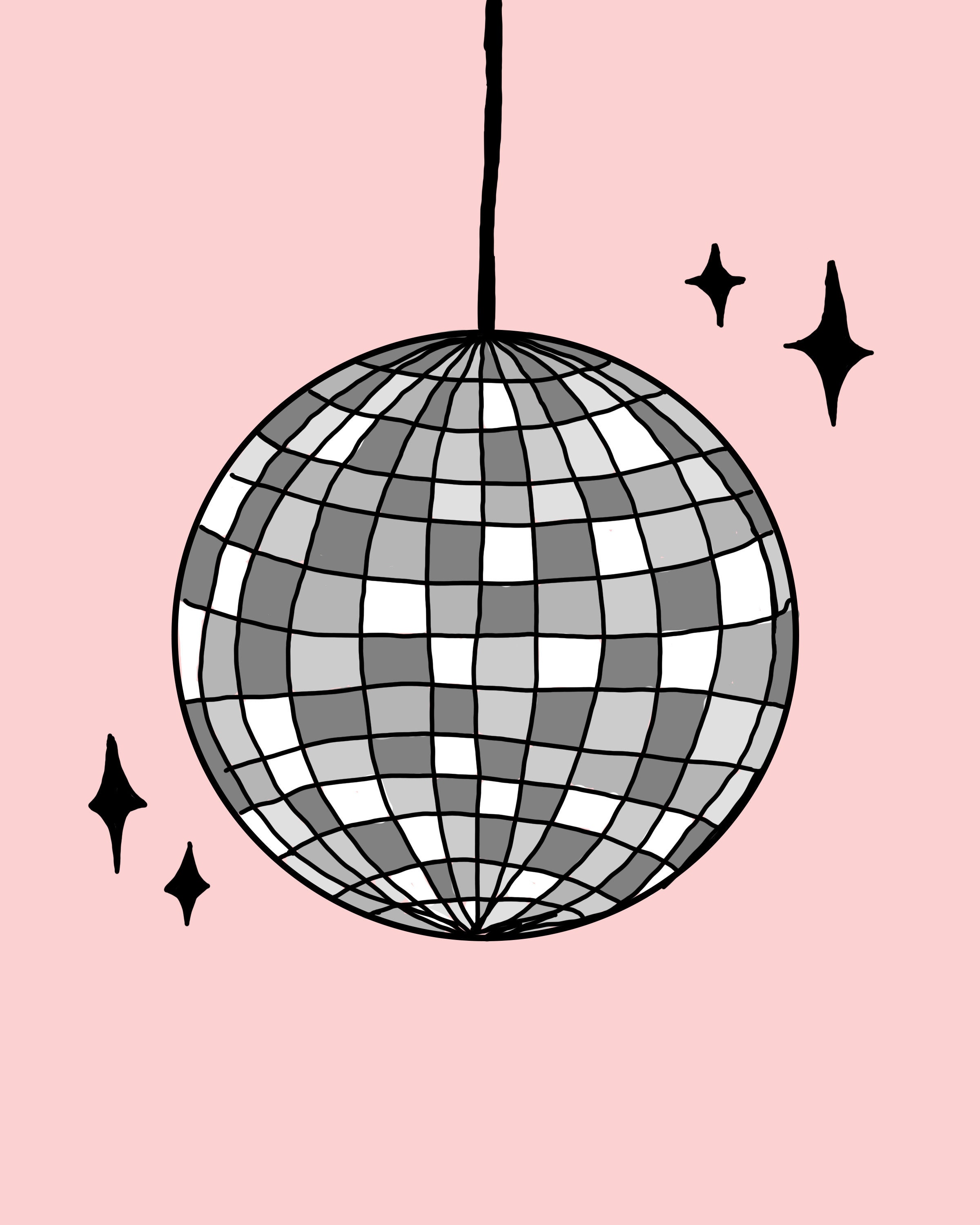 Pink Disco Ball Wall Art - Digital Download - Etsy