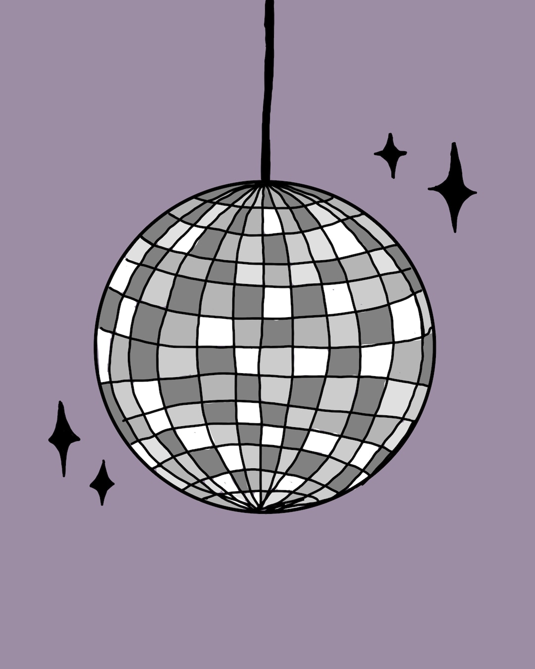Purple Disco Ball Wall Art- Digital Print - Etsy