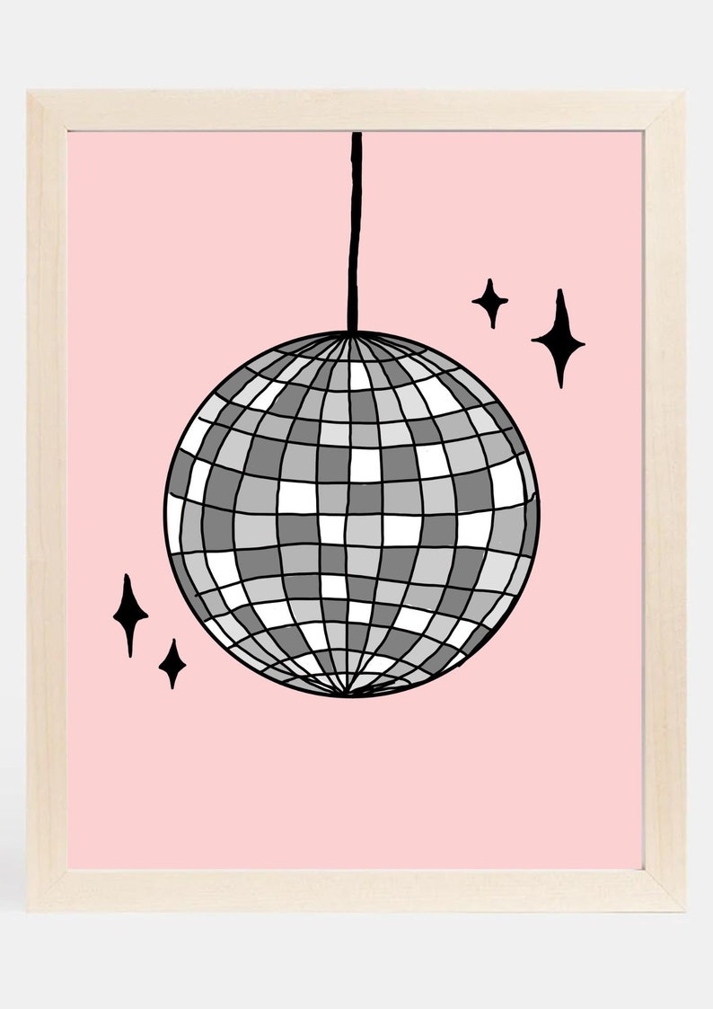 Pink Disco Ball Wall Art - Digital Download - Etsy