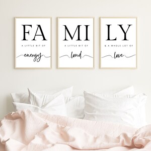 Family Sign | Family A Little Bit of Print | Set of 3 Art | Energy Loud ...