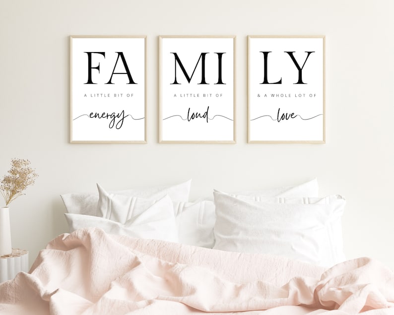 Family Sign Family A Little Bit of Print Set of 3 Art Energy Loud Love ...