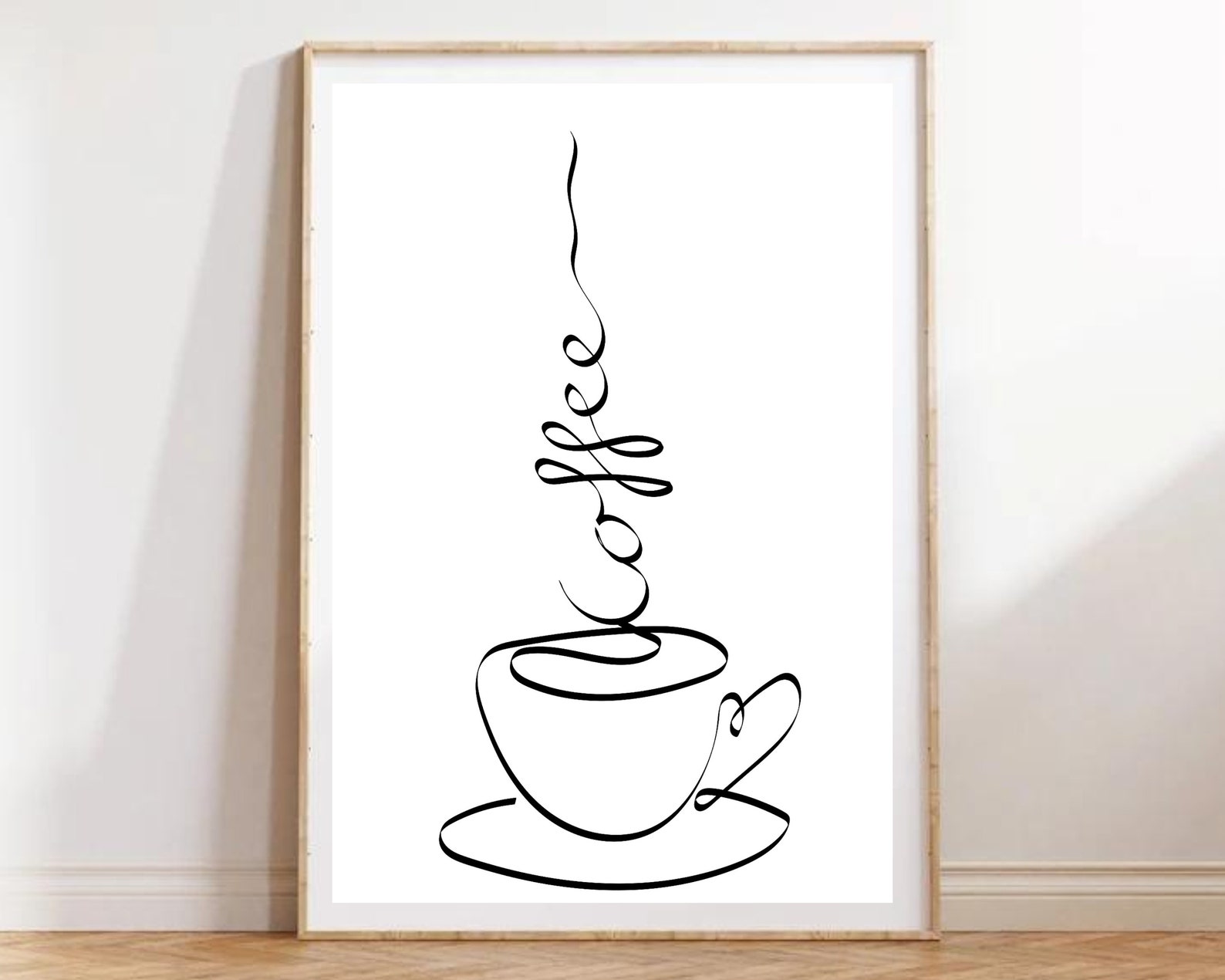 Coffee Cup Line Art Print, Coffee Lover Printable Wall Art, Coffee One ...