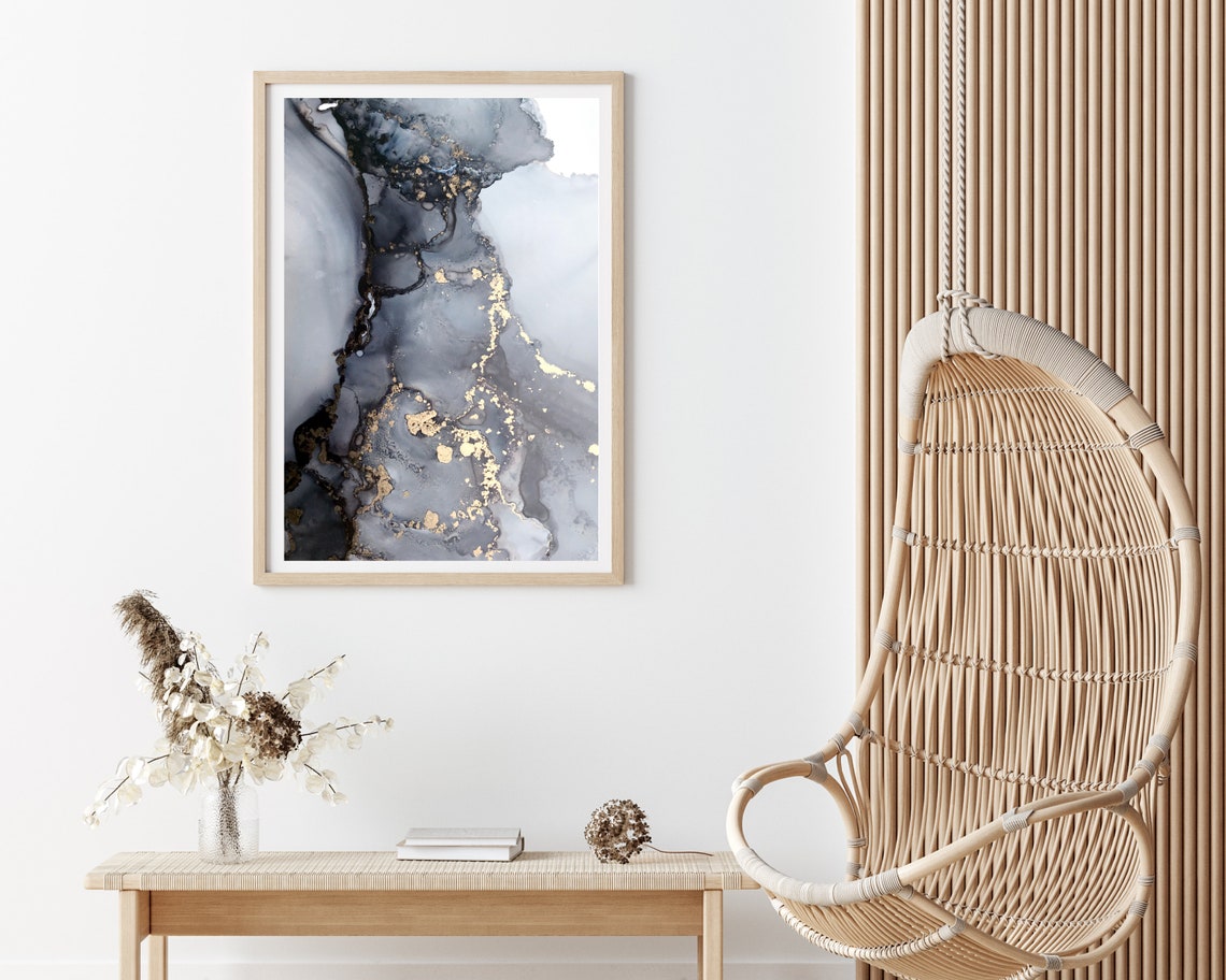 Black Gold Marble Wall Art 3D Wall Art Modern Printable Gift Gold ...