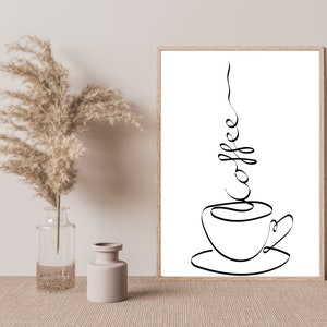 Coffee Cup Line Art Print, Coffee Lover Printable Wall Art, Coffee One ...