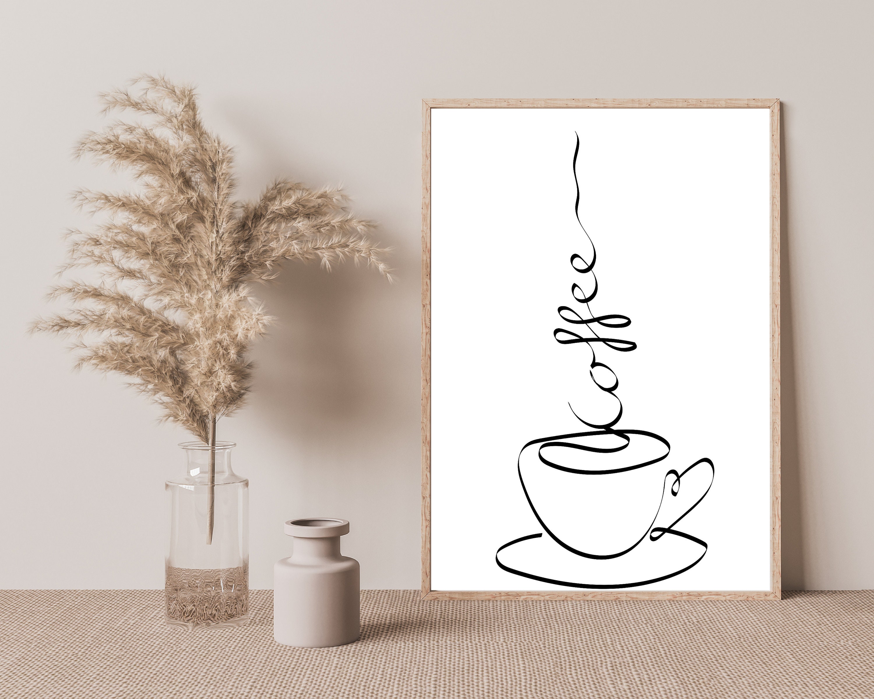Coffee Cup Line Art Print, Coffee Lover Printable Wall Art, Coffee One ...