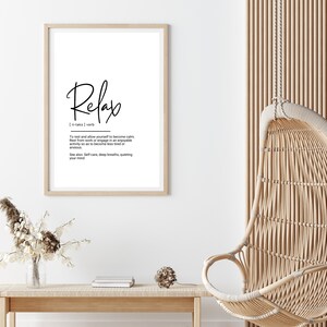Relax Definition | Relax Print | Modern Minimalist Relax Poster ...