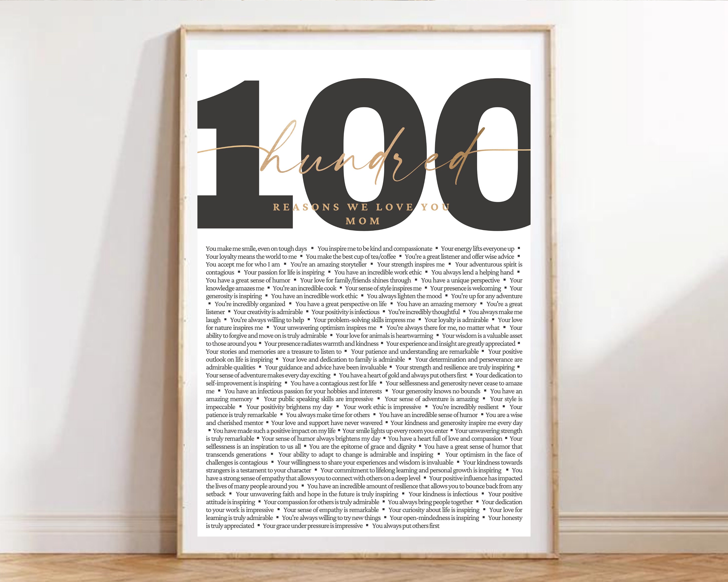 100 Reasons We Love You, Download Immediately, Printable Poster, 100th ...