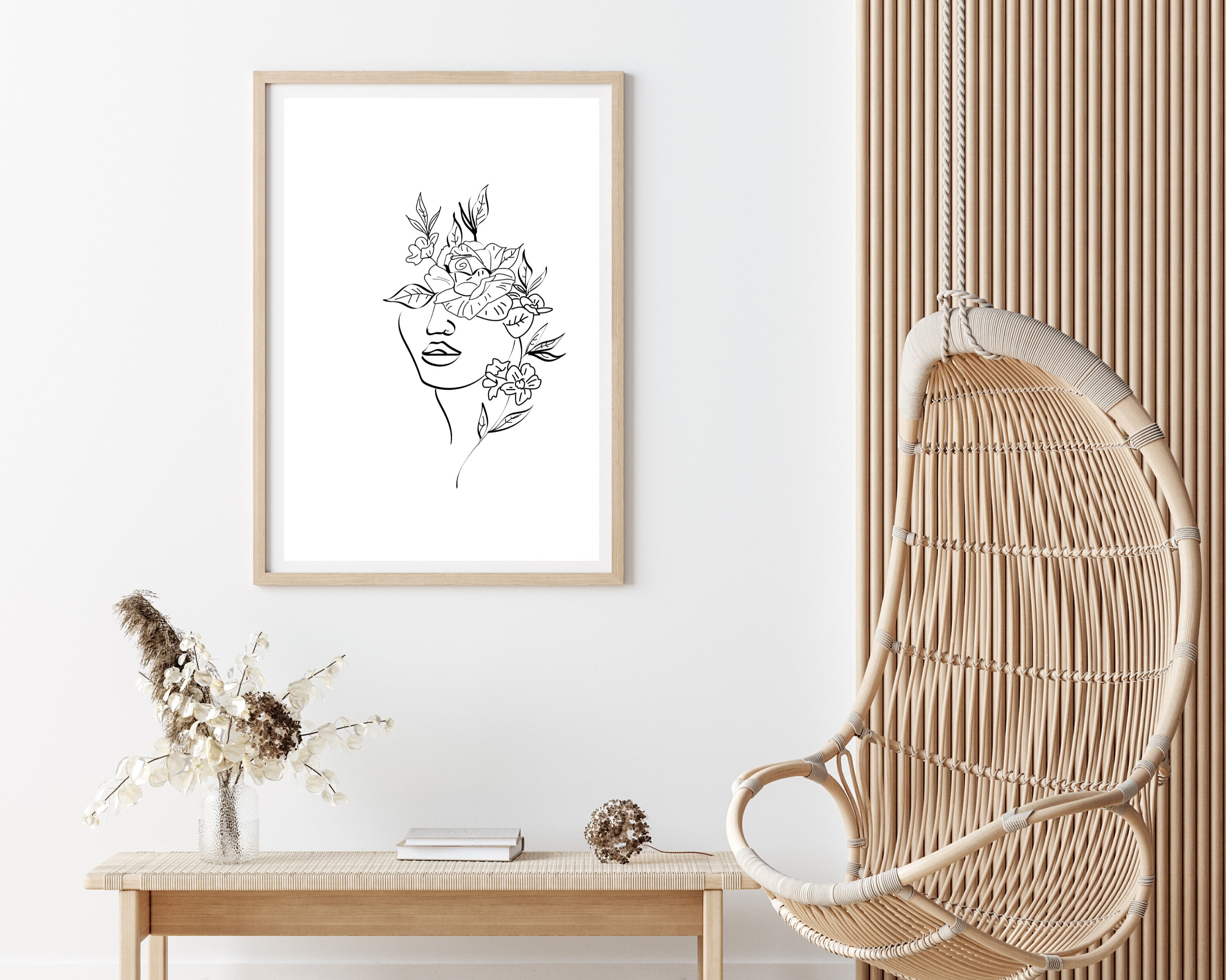 Flower Woman Line Art Set Abstract Woman Face Line Drawing Feminist ...