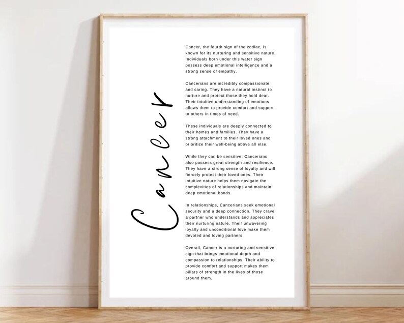 CANCER Star Sign Instant Download Print, Zodiac Art Printable ...