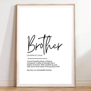 Brother Definition Print, Bedroom Wall Art, Bro Explanation, Bruvver ...
