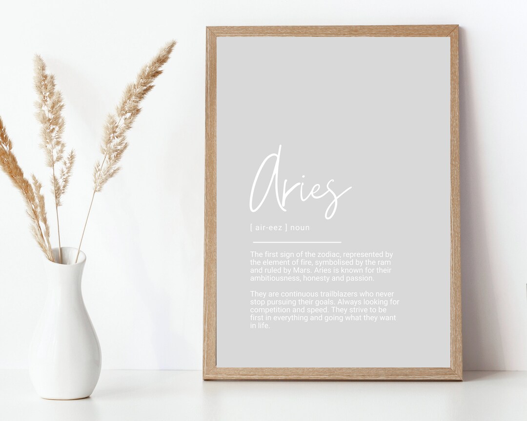 Aries Definition, Zodiac Gift Printable Wall Art, Celestial Art Print ...