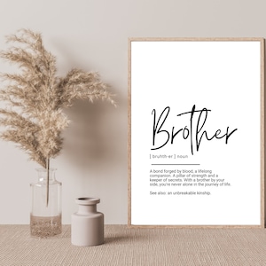 Brother Definition Print, Bedroom Wall Art, Bro Explanation, Bruvver ...