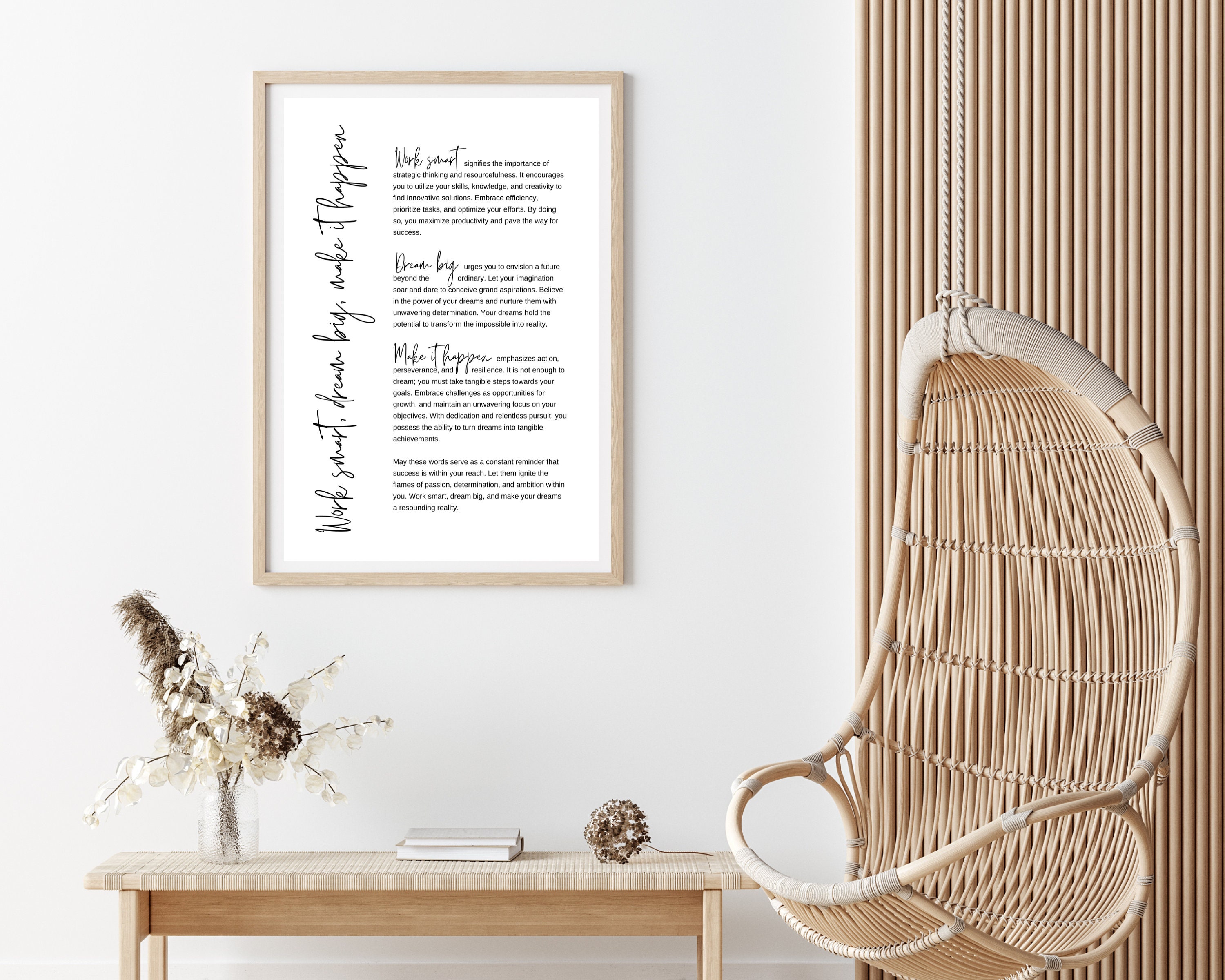 Work Hard Dream Big Make It Happen Printable Wall Art, Minimalistic ...