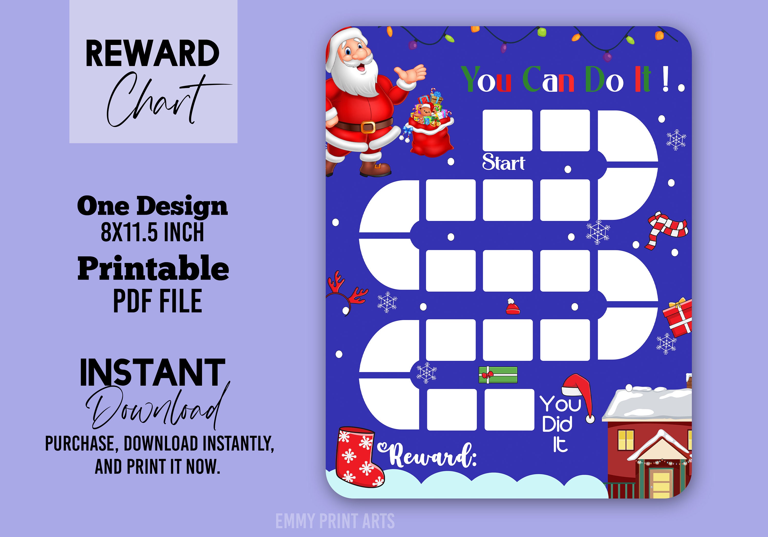 Santa Reward Chart Printable Behavior Chart Daily Chore - Etsy