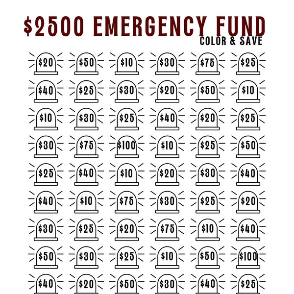 Mini Emergency Fund Savings Challenge Save 500 Digital Download Low ...