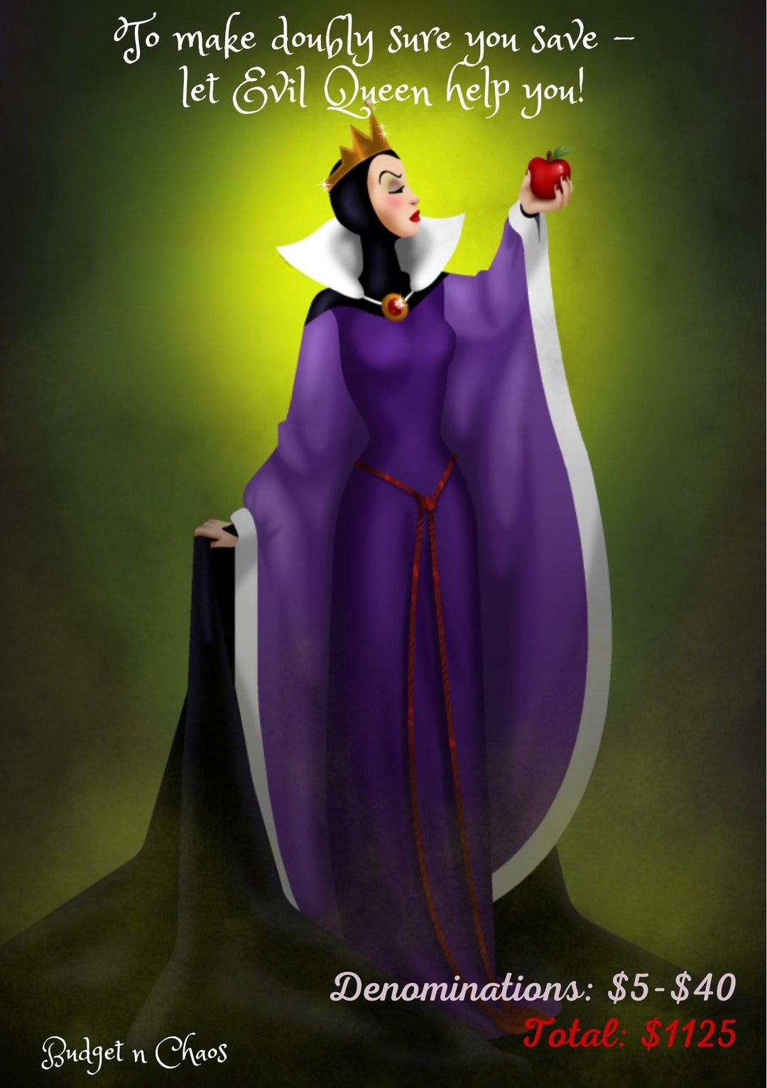 Evil Queen - Savings Booklet- Savings Tracker | Cash Envelopes ...