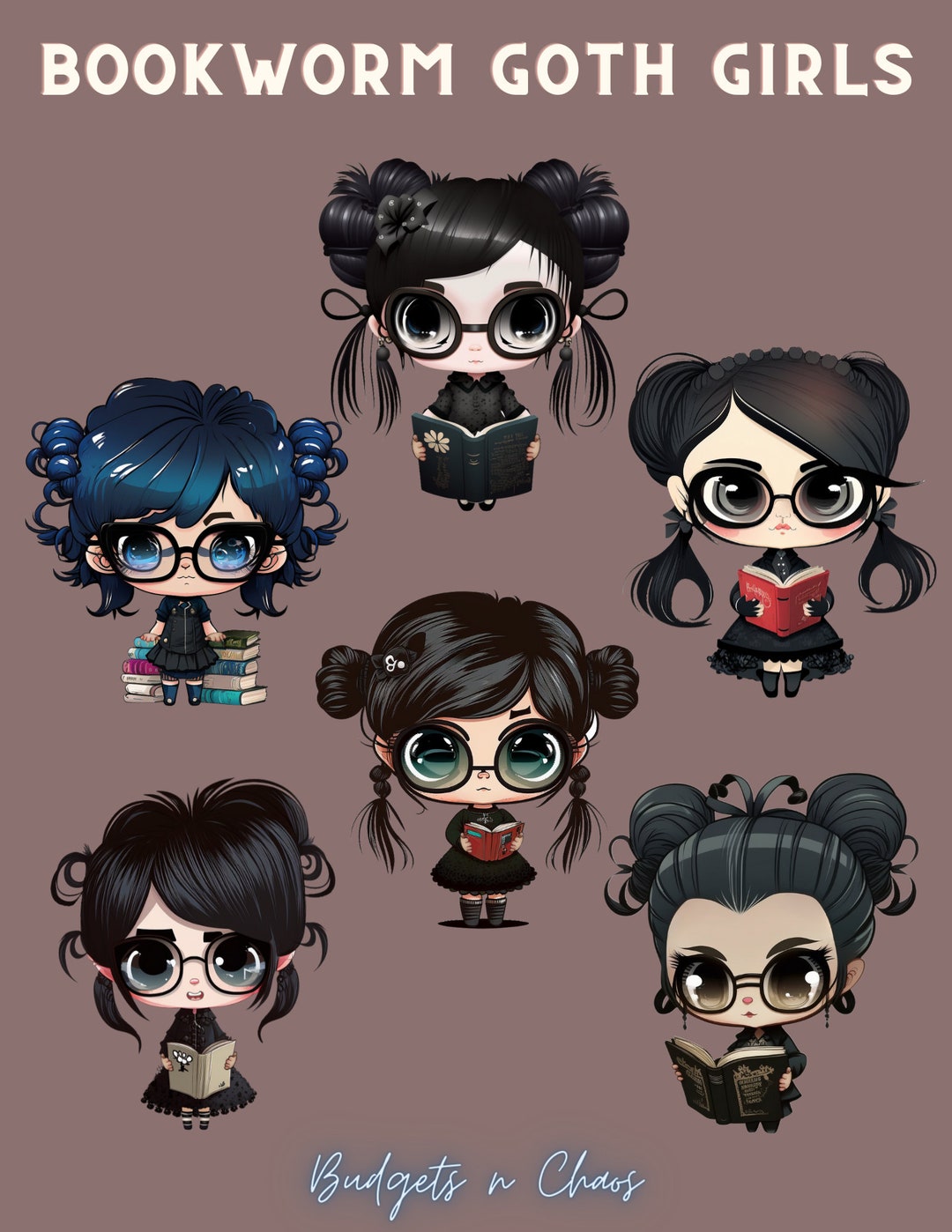 Bookworm Goth Girls Booklet- Savings Tracker | Cash Envelopes | Savings ...