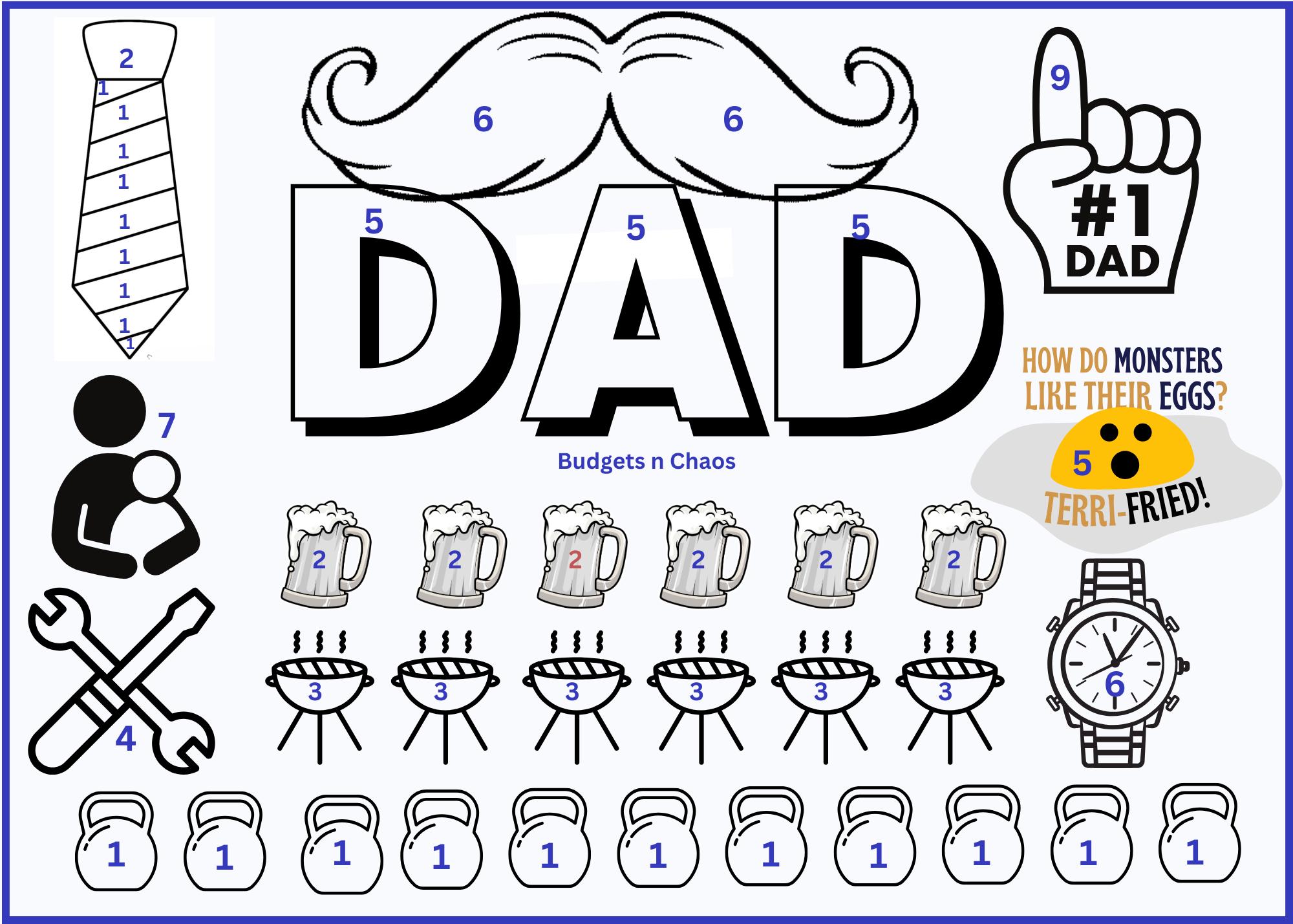 Dad Father's Day Color & Save | Savings Tracker | Cash Envelopes ...