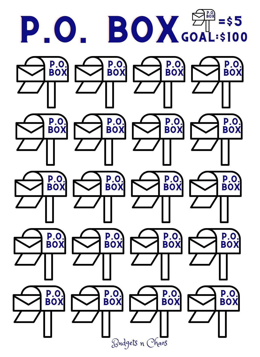PO Box Savings Challenge | Savings Tracker | Cash Envelopes | Savings ...