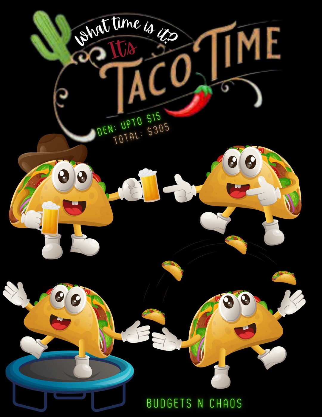 It's Taco Time | Savings Tracker | Cash Envelopes | Savings Challenge ...