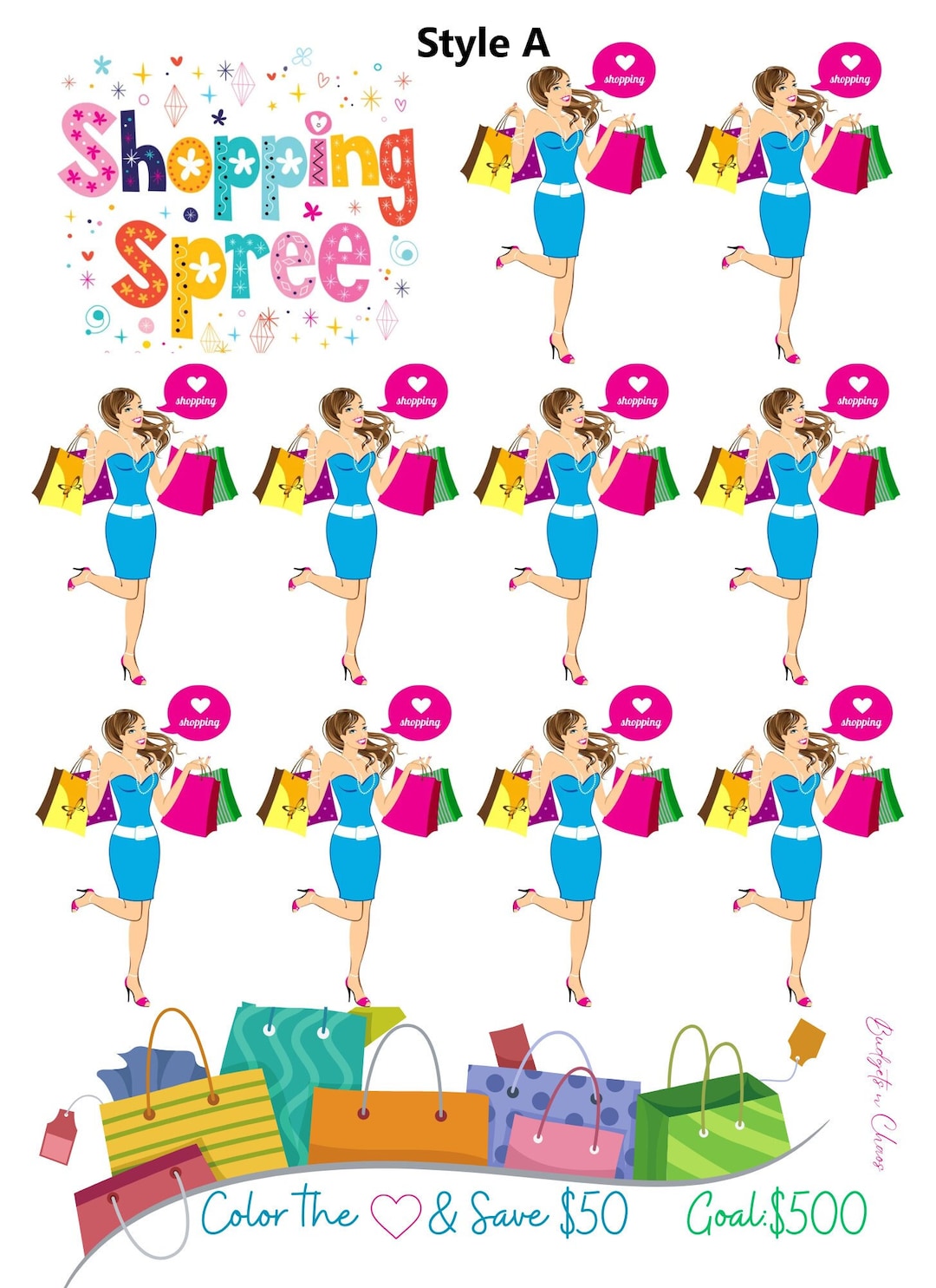 Shopping Spree Savings Challenge | Savings Tracker | Cash Envelopes ...