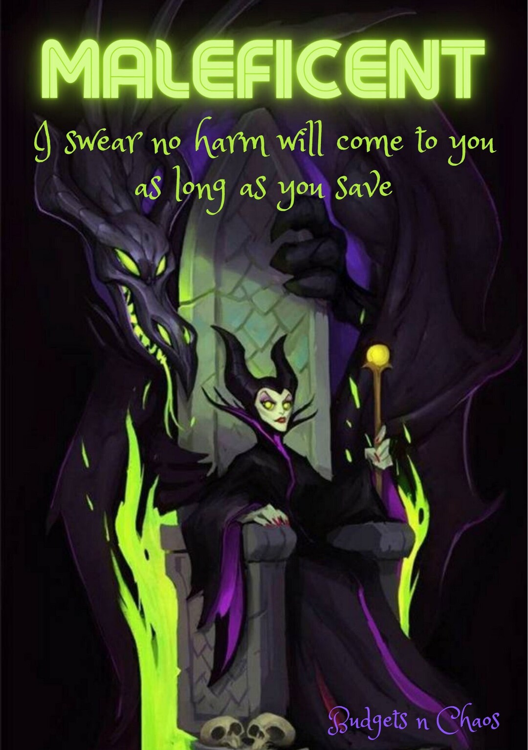 Maleficent Wicked Savings Challenge Scratch off Savings Tracker Cash ...