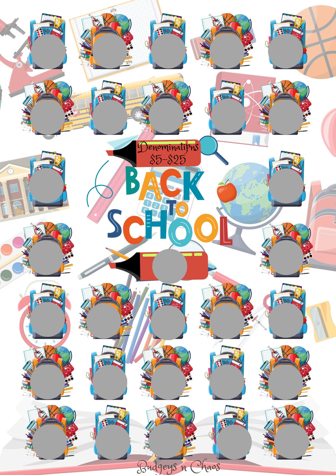Back to School Scratch & Save Savings Challenge | Savings Tracker ...